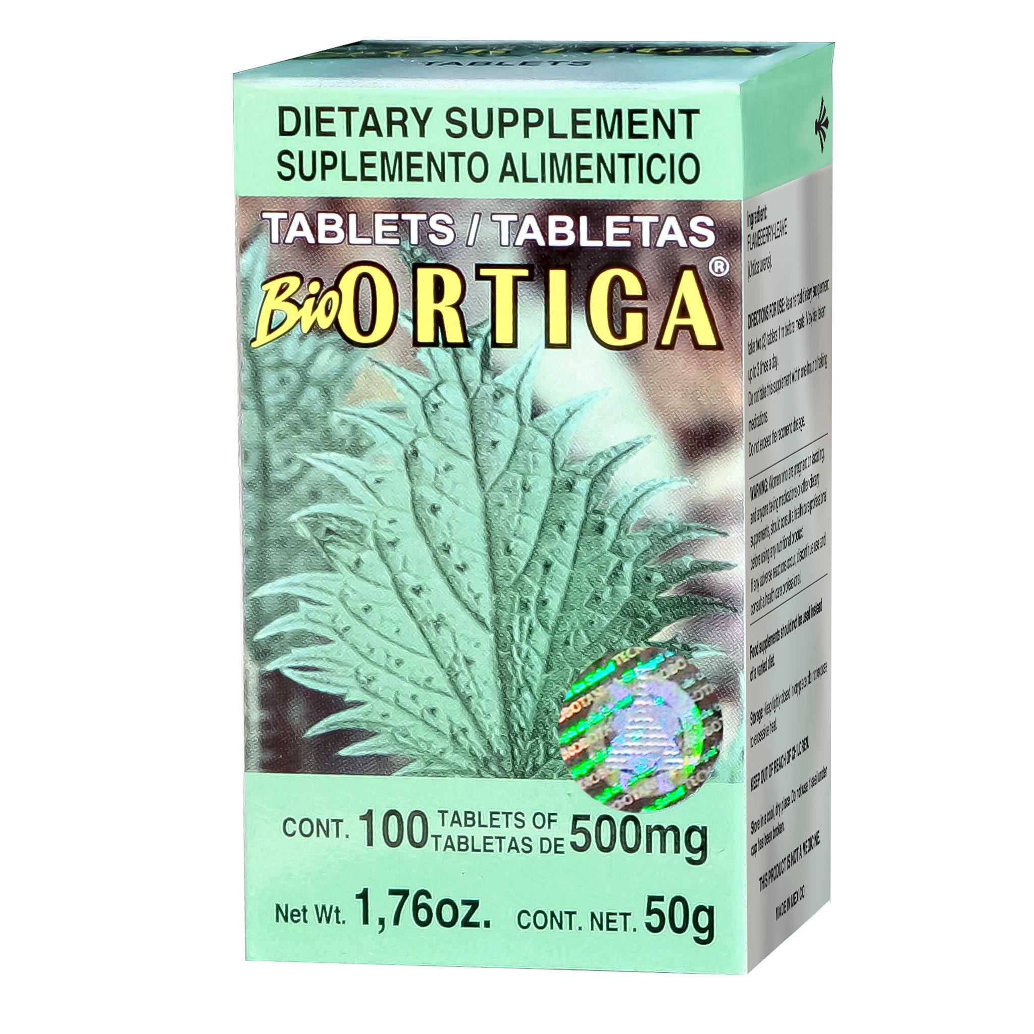 Tabletas BIOORTIGA ® ortiga delgada caja frasco 100 – El Ángel de tu Salud