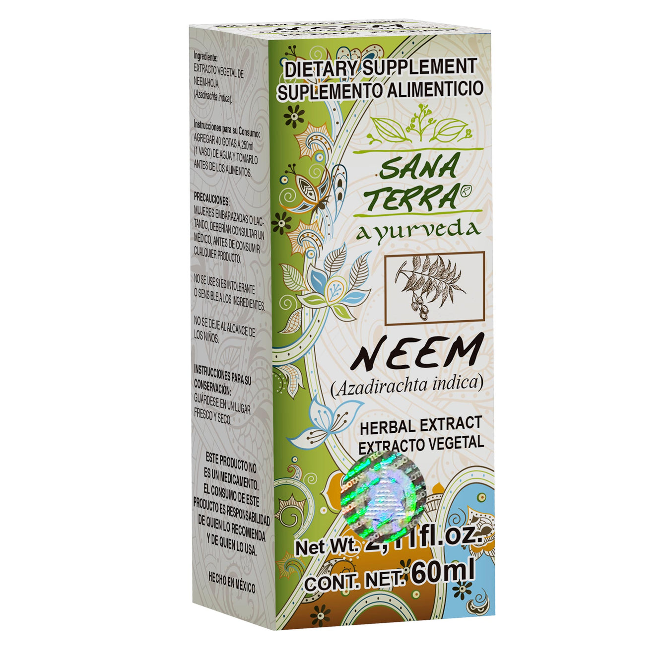 Extracto vegetal SANA TERRA ® neem caja frasco gotero 60ml – El Ángel ...